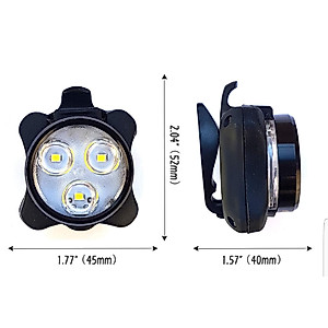 FREE LIGHT LED Bicycle Lights, Front and Rear Bike Lights Set, Black Aluminum Alloy and Durable Plastic, 4 Light Functions, 2 USB Cables Included and 4 Straps.