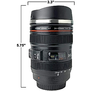 Camera Lens Coffee Mug With Lid, Travel Coffee Cup, Stainless Steel Insulated Tumbler Cup For Lovers Valentine's Day Gifts Creative Photographer Gifts Birthday Present