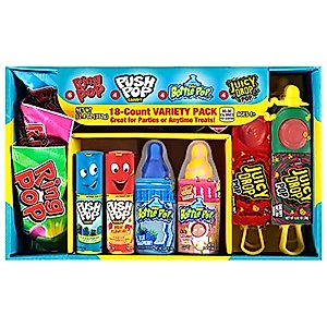 Bazooka Candy Brands Easter Candy Box - 18 Count Lollipops W/ Assorted Flavors From Ring Pop, Push Pop, Baby Bottle Pop & Juicy Drop - Easter Candy Gift Box for Easter Parties & Easter Egg Hunts