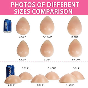 Vollence One Piece C+ Cup Teardrop Silicone Breast Forms Mastectomy Fake Boobs Bra Enhancer Inserts Concave Bra Pads - Nude