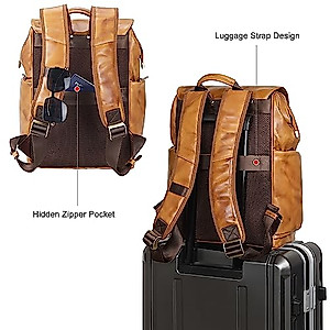 TIDING Genuine Leather Backpack for Women Large Capacity Business Backpack Purse Ladies Work Casual Daypack