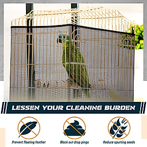 Windyun 6 Pcs Bird Cage Seed Catcher Large Adjustable Bird Cage Cover Airy Gauze Bird Cage Net Seeds Guard Dust-Proof Mesh Skirt Cover for Parrot Universal Birdcage Accessories, Black and White