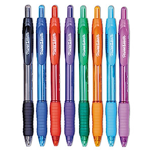 Paper Mate 1960662 Profile Ballpoint Retractable Pen, Assorted Ink, Bold, 8/Set