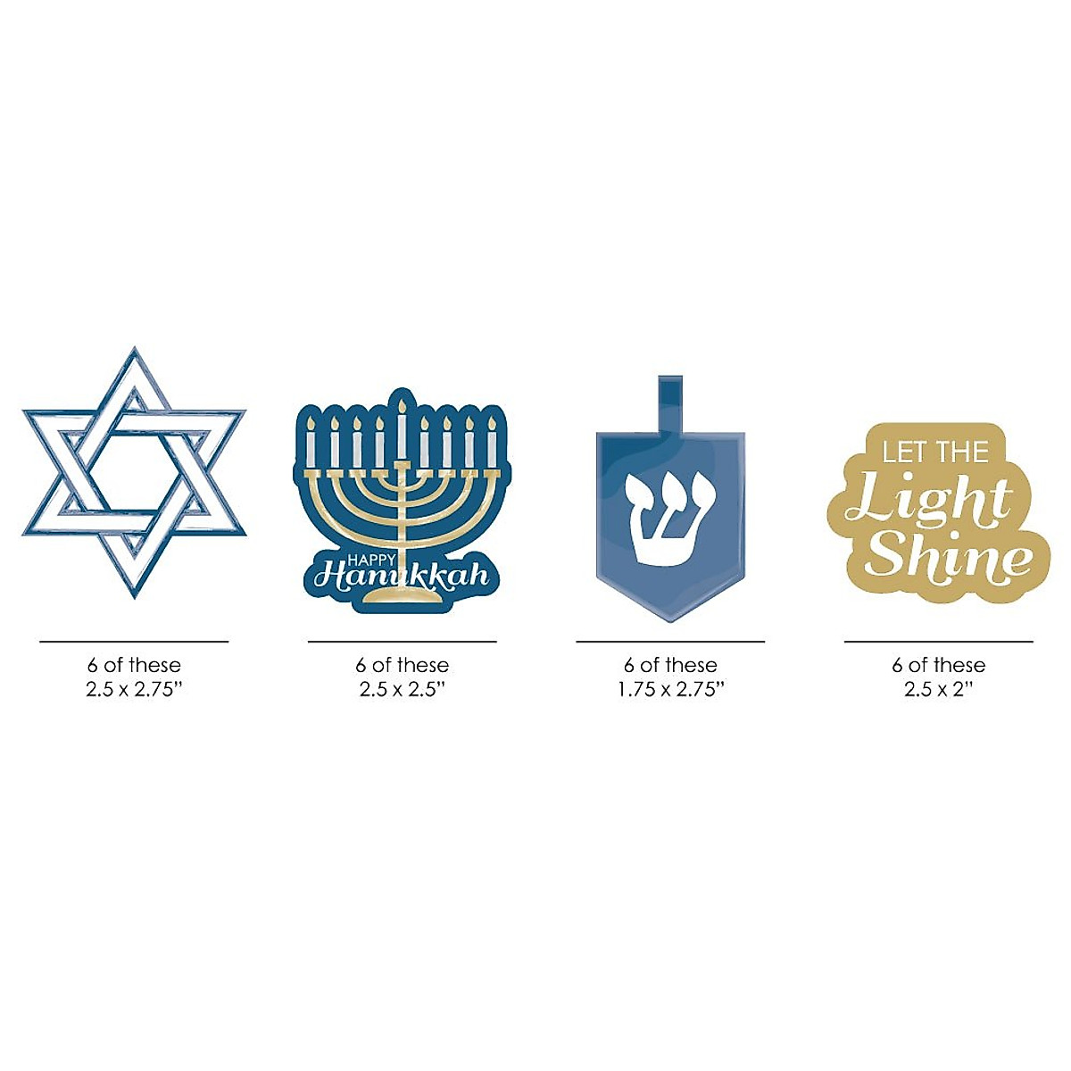 Big Dot of Happiness Happy Hanukkah Paper Straw Decor - Chanukah Party Striped Decorative Straws - Set of 24