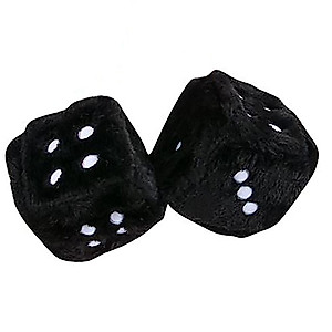 Fuzzy Plush Dice for Car Mirror, Pair 3” Inch Retro Square Decoration Dice for Car Hanging Accessories (White)