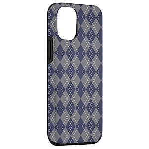 iPhone 13 Pro Cute Navy Blue and Gray Argyle Pattern Masculine Case