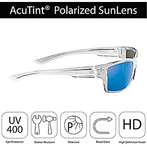 Flying Fisherman womens Cove Sunglasses, Clear Crystal Frames/Smoke-blue Mirror Lenses, Medium US