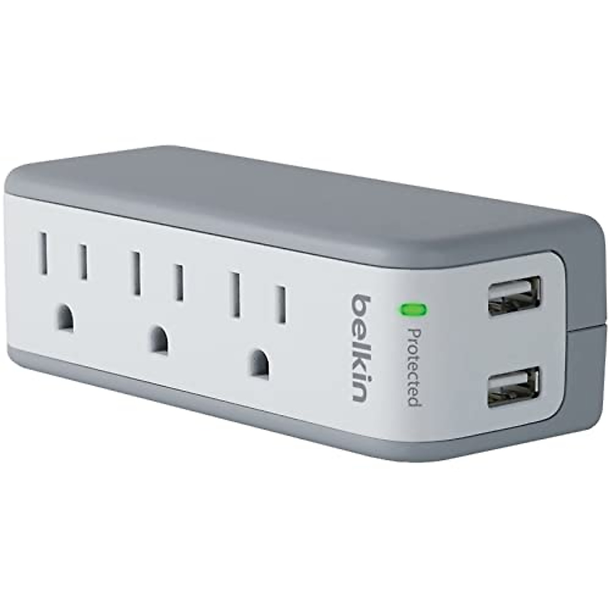 Belkin, BLKBST300BG, 3-Outlet Mini Surge Protector with USB Ports (2.1 AMP), 1 Each