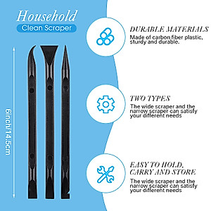 9 Pieces Plastic Scraper Tool Scratch Free Plastic Scraper Cleaning Pen-Shaped Scraper Tool Stiff Multipurpose Label Scraper for Tight Spaces, Kitchen, Crevices, Food, Paint (Black)