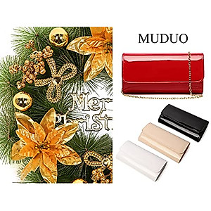FIVE FLOWER Patent Leather Envelope Clutch Purse Shiny Candy Foldover Clutch Evening Bag for Women (Nude-2)