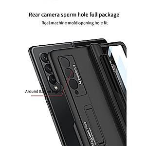 CeeEee Samsung Galaxy Z Fold 3 5g Case Screen Protector 360 Degree Full Protection Built-in with 9H Tempered Glass Screen Protector with S Pen Holder and Kickstand Cover Hinge Protection, Black