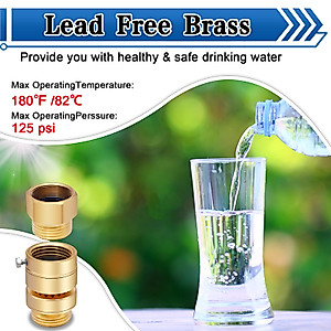 Self Draining Vacuum Breaker, No Lead Brass 3/4" Female x 1-1/16" GHT Male Hose Bib Backflow Preventer, Comes With 1-1/16" Female x 3/4" GHT Male Converter, Fit 1-1/16'' Fine Thread Faucet