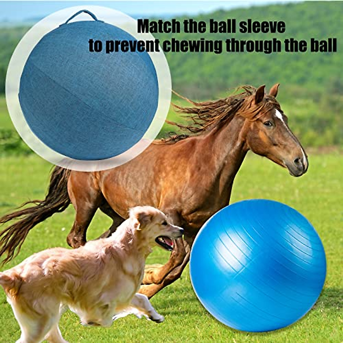 Nopaso Herding Ball for Horse - 25inch Ball Horse Toys & Ball Cover for Horses Anti-Burst Mega Herding Ball Giant Horse Soccer Ball for Horses Stall