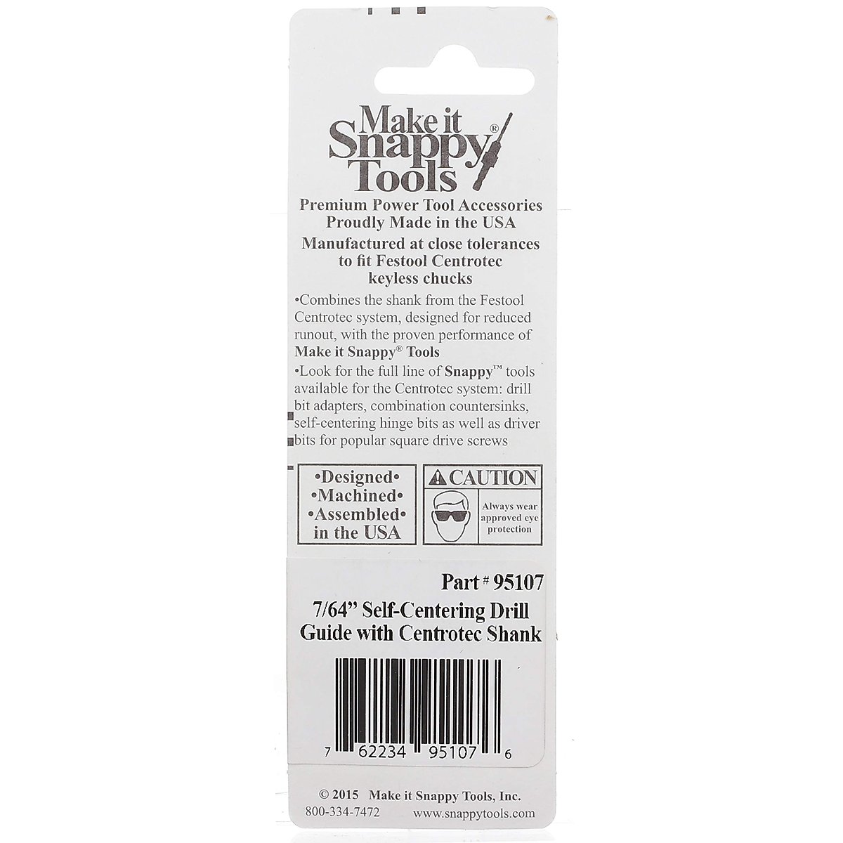 Make it Snappy Tools 7/64 Inch Self-Centering Hinge Bit, Compatible with Festool Centrotec Chucks #95107