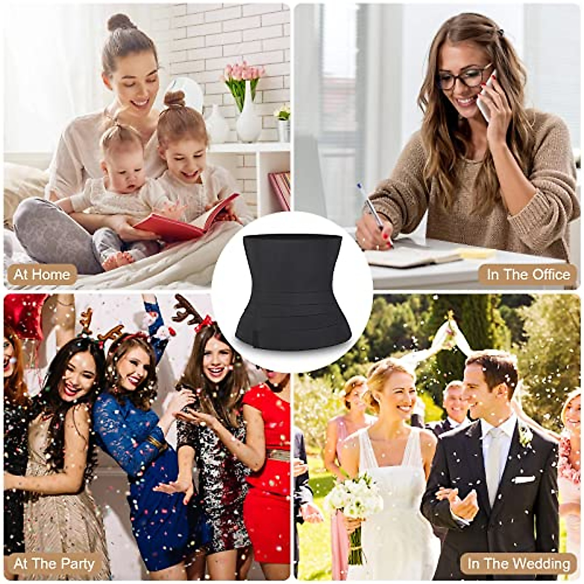 KDHGi Waist Wrap, Waist Trainer for Women with Loop Design, Tightness Adjustable & Non-Slip, Plus Size, Invisible & Flexible for Stomach, Lower Belly Fat, Post Partum Black