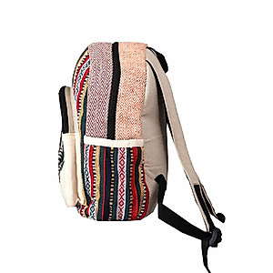 VIBRANIC Himalayan HEMP Laptop Backpack - THC Free - 13”/15” Laptop Compartment - All Natural Handmade - Multi-Pocket - Lord Ganesha Print - Made in Nepal