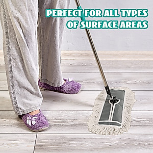 Gerrii 3 Pack Commercial Dust Mop Set Cotton Floor Sweeper Industrial Dry Mop Flip Mop with Replacement Washable Mops for Hardwood Marble Tile Floor Mopping, 23.6 x 53 Inch