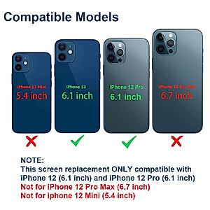 Tsikoyooe for iPhone 12/12 Pro Screen Replacement 6.1 inch, 3D Touch LCD Display Digitizer Touch Screen Assembly with Repair Tools, Compatible with iPhone 12/12 Pro 6.1 inch