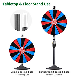 WinSpin 24 Inch Prize Wheel DIY Insertable Tabletop or Floor Stand Spinning Wheel, 18 Slots Fortune Design Carnival Spin Game, DIY Series