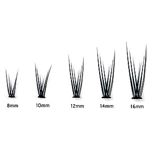 BODERMINCER 8-16mm to Choose Fish Tail Design 120pcs Thickness 0.1mm C Curl 12 Root Women Lady Individual Black False Eyelash Cluster Eye Lashes Extension Tools (16mm)