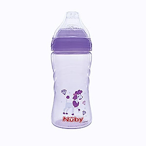Nuby No Spill Printed Thirsty Kids No-Spill Sip-it Sport Cup with Soft Spout and Lid - 12oz / 360 ml, 12+ Months, Single Pack of 1, Print May Vary