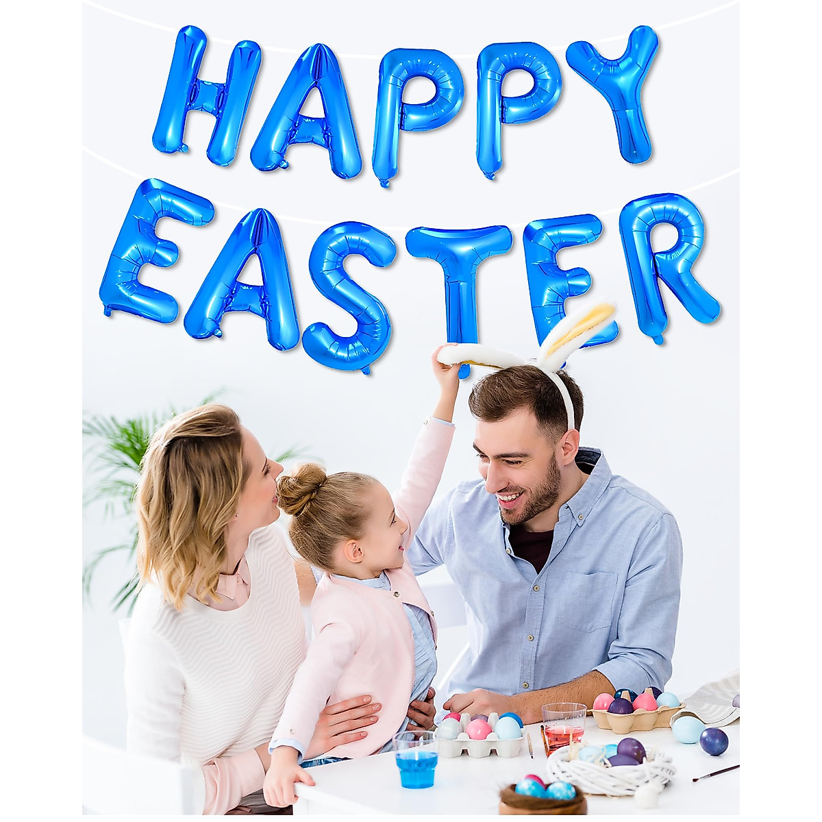 Gojmzo Personalized Name Happy Birthday Banner Decorations Blue Happy Birthday Sign Balloon Letter Balloons 2 Sets A-Z 16'' Mylar Foil Birthday Party Decorations for Kids, Women, Men, Blue