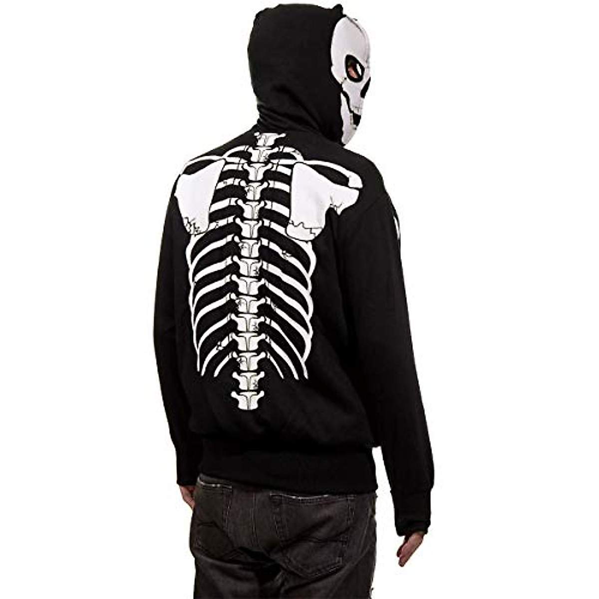 Calhoun Men's Glow in The Dark Skeleton Costume Zip Hoodie (Black, X-Large)