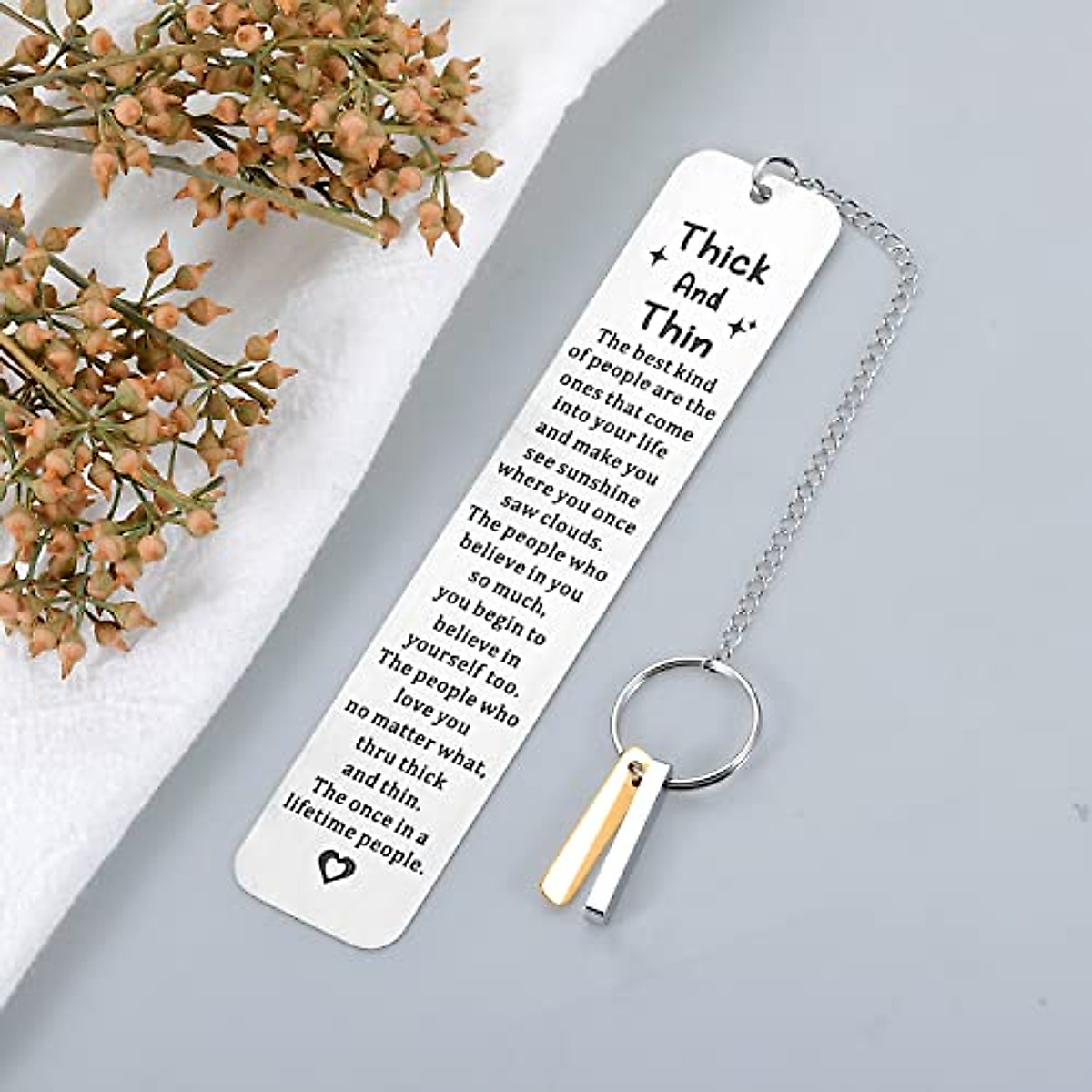 Through Thick and Thin Best Friend Gift, Bookmark for Friend Book Lovers, Friendship Gift for Women Friends, Birthday Graduation Gifts for Her Him, Sentimental Gift for Girlfriend Boyfriend Gift Ideas