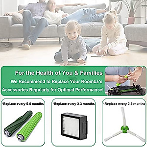 Vacuum Replacement Parts Compatible With iRrobot Roomba E, I, & J Series Replenishment Kit, 1 Set Of Rubber Brush & 3 HEPA Filters & 3 Edge-Sweeping Side Brushes