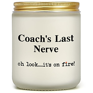 Coach Gifts for Men Women, Coach's Last Nerve Candle, Appreciation Gift for Baseball Softball Coach, Best Gift for Cheer Volleyball Swim Tennis Soccer Track Dance Coach, Funny Thank You Coach Present