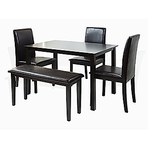 3 Pc Dining Room Dinette Kitchen Set Square Table and 2 Fallabella Chairs Classic Style Solid Wood Espresso Finish Rattan Wicker Furniture