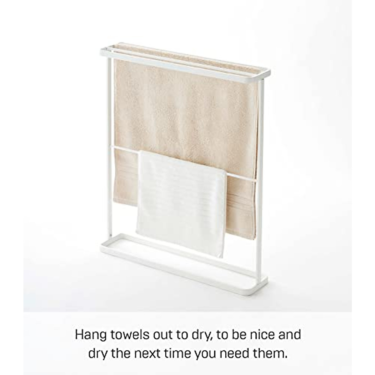 Yamazaki Home Bath Towel Hanger - Bathroom Organizer Storage Holder Dry Rack, Steel, Water Resistant