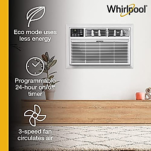 Whirlpool 14,000 BTU 230V Through-the-Wall Air Conditioner and Heater with Remote Control, Digital Display, and 24H Timer