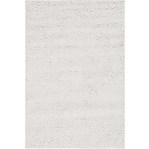 Rugs.com Zermatt Shag Collection Rug – 4' x 6' White Shag Rug Perfect for Entryways, Kitchens, Breakfast Nooks, Accent Pieces