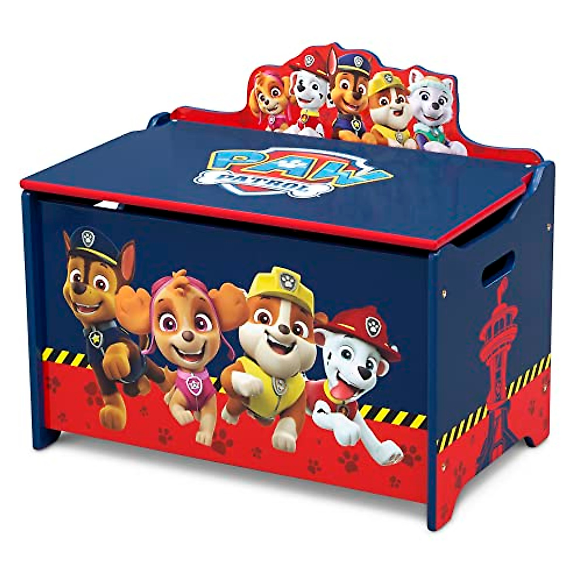 Delta Children PAW Patrol 4-Piece Playroom Set Includes Table with 2 Chairs and Deluxe Toy Box, Blue