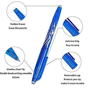 RIANCY Erasable Pens, Erasable Gel Ink Rollerball Pens, ink pens,Fine Point 0.5mm, Rolling Ball Pens with Eraser,4 Black & 4 Blue Erasable Gel Ink Pen for Drawing Writing Planner School Supplies Gift