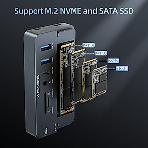 USB C Laptop Docking Station HDMI 4K60Hz with Nvme Enclosure, ACASIS 10-in-1 USB C Hub Multiport Adapter with HDMI, PD, Ethernet, SD/TF, 10G USB C/A Ports, Audio, Works for Mac/Dell/HP/Surface