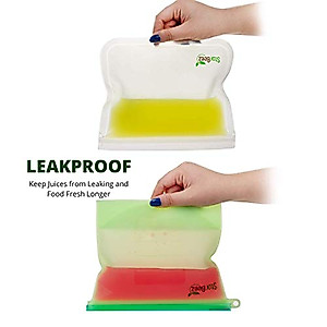 8 PCS Reusable Food Storage Bags | 4 Silicone Storage Bags, Dishwasher Safe | 4 Reusable Sandwich Bags and Snack Bags Washable| Great for Freezer, Travel Resealable Bags