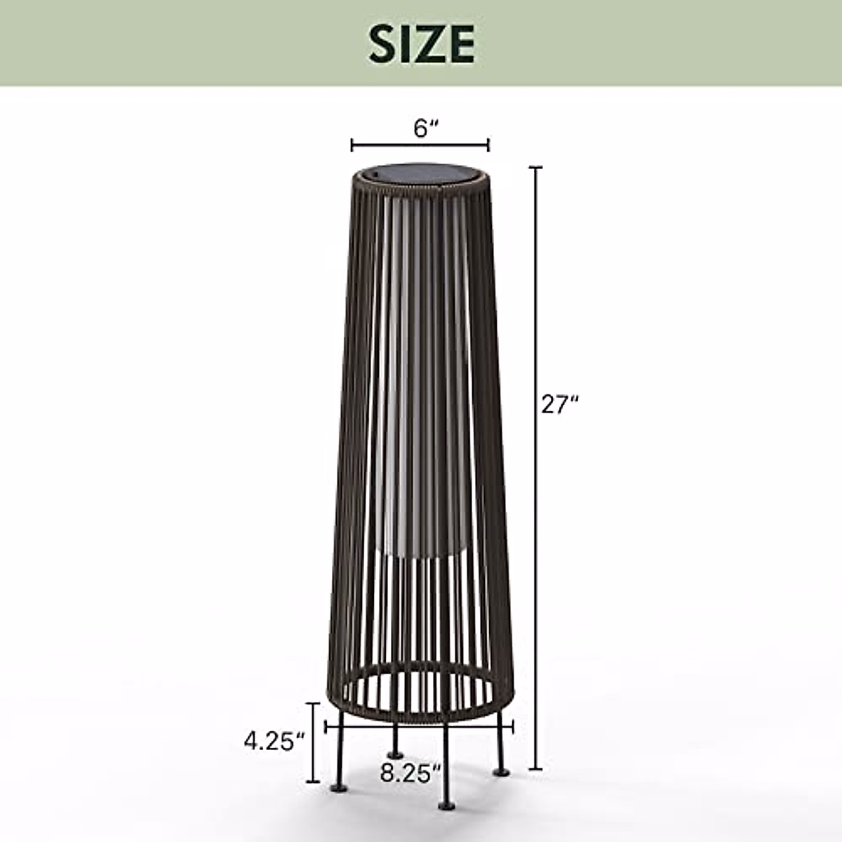 Grand patio Outdoor Floor Solar Light 2-Pack, All-Weather Wicker Solar Patio Lamp Waterproof Outside Solar Deck Lamp for Porch, Yard, Garden, Lawn Decorations - Dark Brown, Gordes 2 PCS