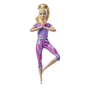 Barbie Made to Move Doll with 22 Flexible Joints & Long Blonde Ponytail Wearing Athleisure-wear for Kids 3 to 7 Years Old