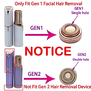 6 Pcs Facial Hair Remover Replacement Heads for Women's Painless Flawless Hair Remover(Only Fit Gen 1) for Good Finishing and Well Touch, 18K Rose Gold-Plated Blade Head With Cleaning Brush -Rose Gold