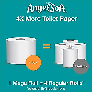 Angel Soft® Toilet Paper, 4 Mega Rolls = 16 Regular Rolls, 2-Ply Bath Tissue