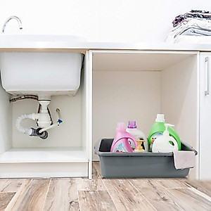 Eagrye 4-Pack Large Bus Tubs, Commercial Tote Box, Plastic Bus Box, 32 L, Grey