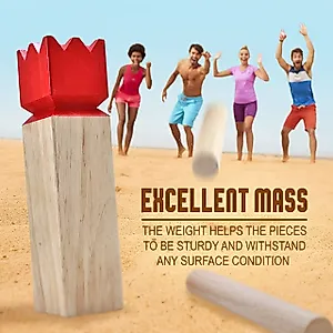 AGREATLIFE Kubb Yard Game Set Made of Rubberwood Viking Chess Pieces - Comes with 2 Extra Pieces and an Extra Large Carrying Bag - Great for Backyard and Camping Games, Family reunions