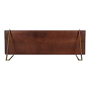 Kate and Laurel Palone Modern Wall Shelf, 24, Walnut and Gold, Minimal Transitional Shelf for Storage and Display