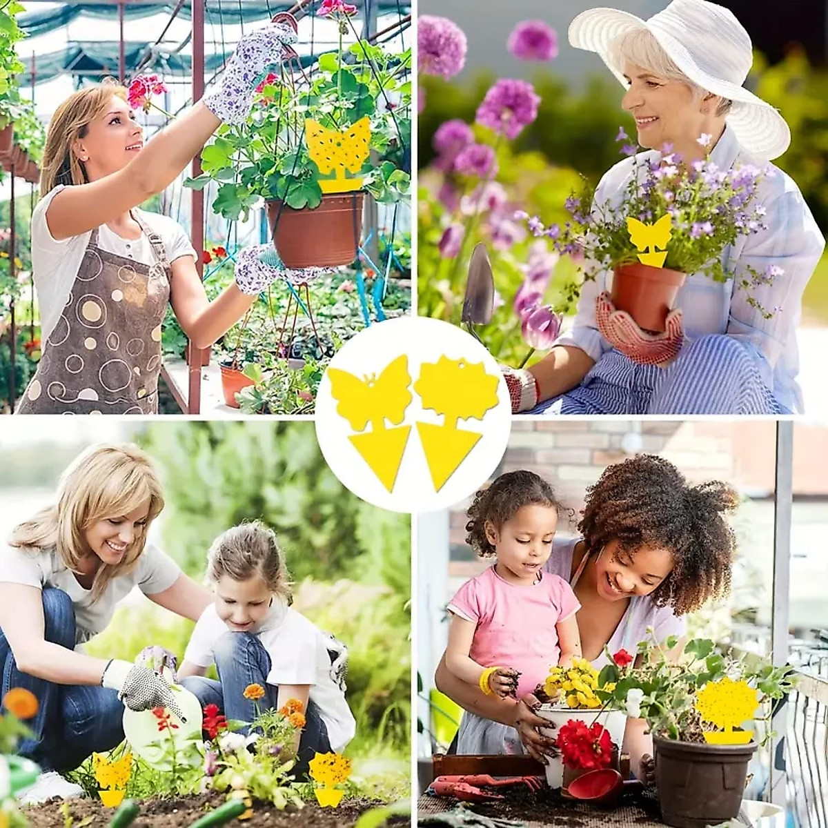 Springco Yellow Sticky Traps 40 Pack Fruit Fly Traps Gnat Sticky Traps for Indoor/Outdoor House Plants Flower Fungus Traps Insect Catcher for Mosquitoes, Bug,White (35（35+4+1） 40pack)