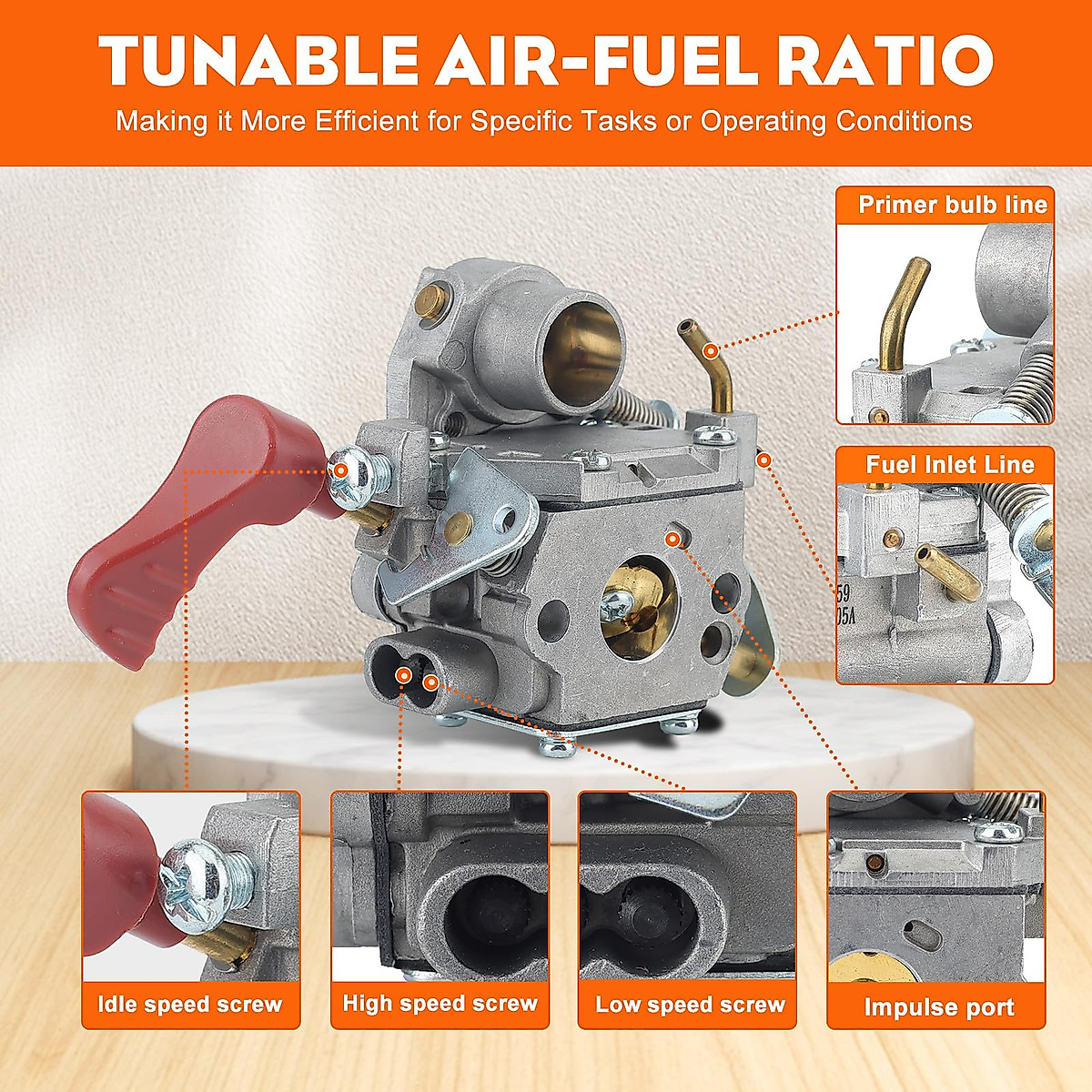 Hipa PP338PT Carburetor for Poulan Pro PP133 545008042 545189502 PP333 PP033 Craftsman 358791170 358791140 358795920 Husqvarna BC233B BC433B String Trimmer C1M-W44 Spark Plug