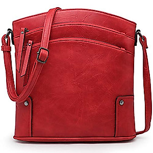 VONMAY Large Crossbody Bags for Women Triple Zip Pocket Cross Body Purses and Handbags Red