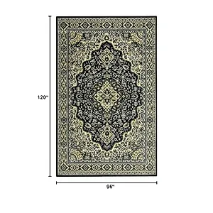 COZYLOOM 8x10 Area Rug Indoor Living Room Bedroom Large Area Rug Medallion Collection Area Rug Non-Shedding Oriental Traditional Area Rug, Grey