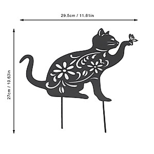 Haofy Cat Silhouette, 1 Piece of Lifelike Cat Yard Art Garden Metal Statue Decor, Hollow Decorative Stakes for Outdoor Farmhouse Pathway Lawn Decorations